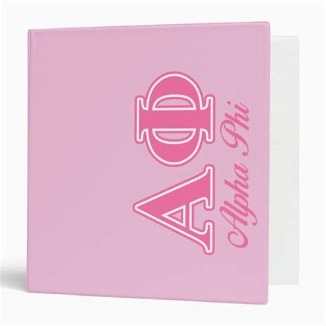 Alpha Phi Pink Letters 3 Ring Binder Zazzle Pink Letter Alpha Phi