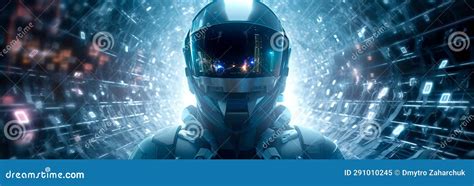 Programmer In A Space Age Suit Symbolizing The Future Of Coding In Space Technology Stock