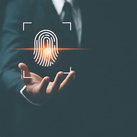 Premium Photo Businessman Login With Fingerprint Scanning Technology