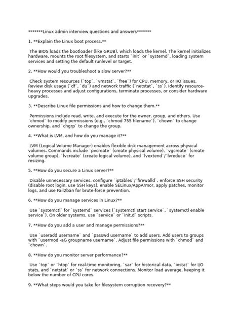 Linux Admin Interview Questions And Answers Pdf System Software