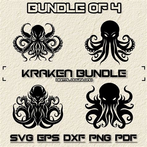 Kraken Svg Bundle Kraken Circle Svg Sea Monster Svg Minimalist