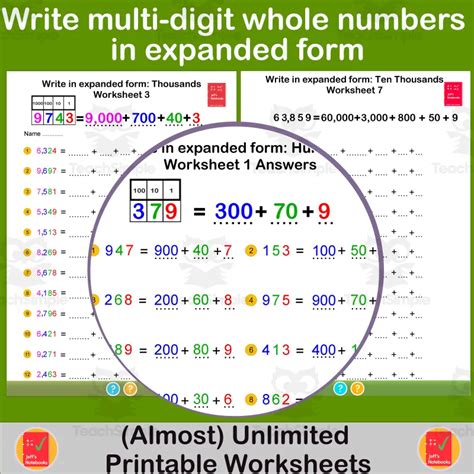 Write Multi Digit Whole Numbers In Expanded Form By Teach Simple