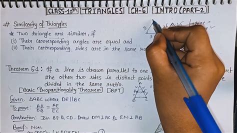 Triangles Class 10th Chapter 6 Ncert All Important Theorems By