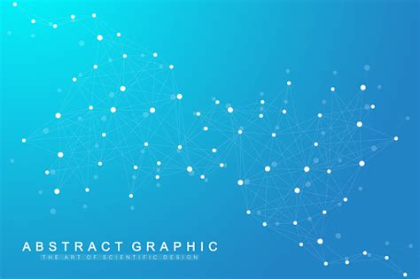 기하학적 추상 배경 연결된 라인 및 점입니다 웨이브 흐름입니다 분자 및 통신 배경입니다 디자인을 위한 그래픽 배경입니다 벡터 일러스트 레이 션 0명에 대한 스톡 벡터 아트