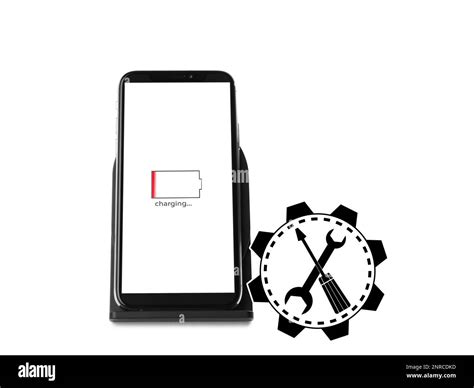 Repairing Service Modern Smartphone With Illustration Of Low Battery