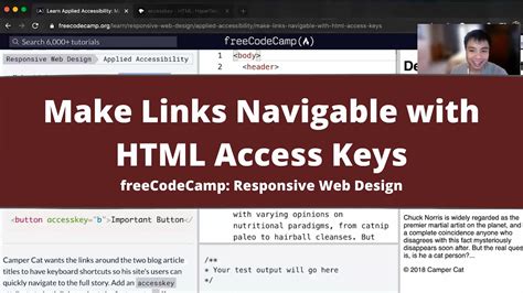 make links navigable with html access keys applied accessibility freecodecamp tutorial youtube