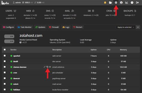 How To Restart Services In Hestia Control Panel