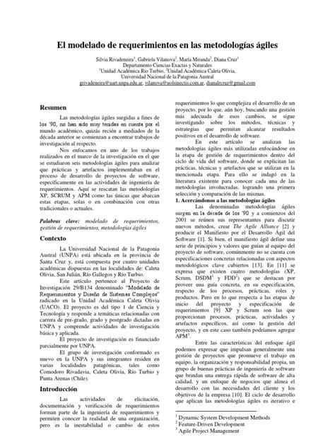 El Modelado De Requerimientos En Las Metodologías Agiles Pdf Scrum Desarrollo De Software