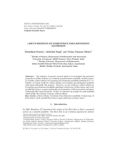 Pdf Eta Ricci Solitons On Lorentzian Para Kenmotsu Manifolds