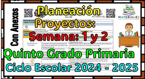 Planeación Didáctica Por Proyectos Del Quinto Grado De Primaria Semana