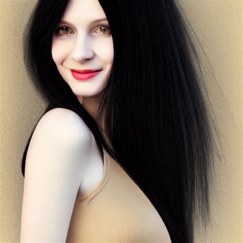 Black Hair Pale Skin Model