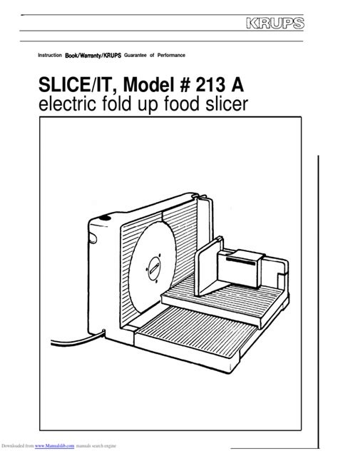 Krups Food Slicer 213a Pdf Manufactured Goods