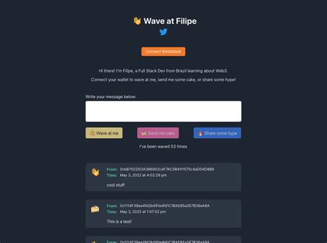 GitHub Fmoliveira Wave Portal Frontend Send Me A Hello Through The Blockchain My Project For