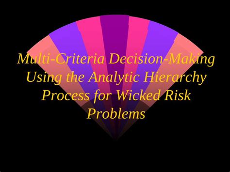 Pdf Multi Criteria Decision Making Using The Analytic · Multi