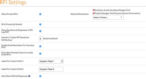 Configure Advanced Settings Rfis Procore