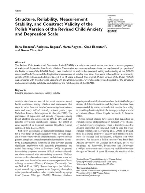Skoczen 2017 Rcads Polska Wersja Pdf Obsessive Compulsive Disorder Mental Disorder