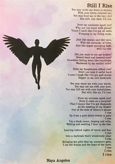 Still I Rise Pdf Print At Home Maya Angelou Watercolour Silhouette