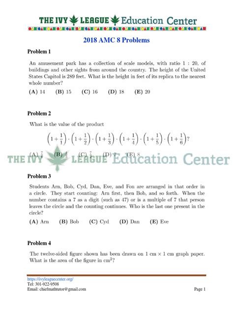 2018 Amc 8 Problems And Answers Pdf