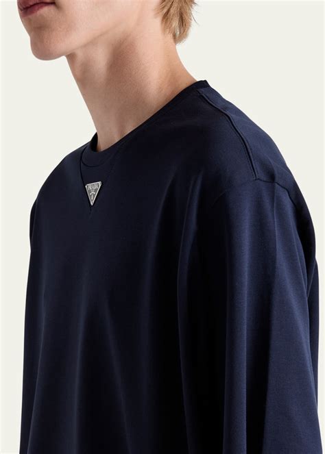Prada Mens Jersey Triangle Logo T Shirt Bergdorf Goodman