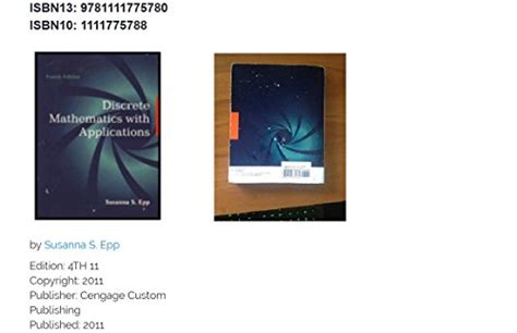 Discrete Mathematics With Applications By Susanna S Epp Good Paperback 2011 4th Textbooks