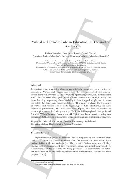 Pdf Virtual And Remote Labs In Education A Bibliometric Analysis