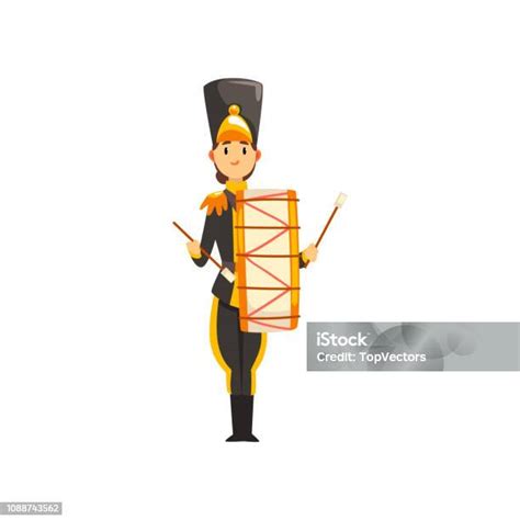 블랙 드럼 육군 군사 밴드 흰색 배경에 악기 벡터 일러스트 레이 션의 회원 유니폼에 군인 공연자에 대한 스톡 벡터 아트 및 기타 이미지 공연자 군대 퍼레이드 군사