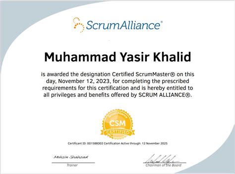 Yasir Khalid On Linkedin Alhumdulilah Delighted To Have Earned The Certified Scrummaster Csm