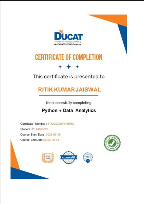 Ritik Jaiswal On Linkedin Hi All I Have Successfully Completed The Python Data Analytics