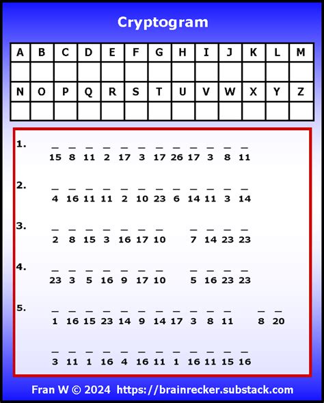 Puzzle 7 Clue 3 Cryptogram Puzzles About America
