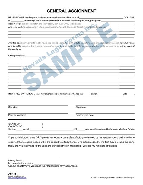 General Assignment Nevada Legal Forms And Services