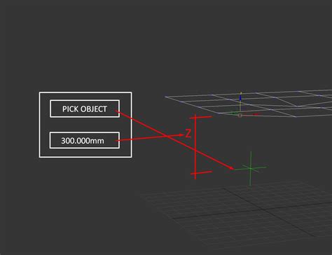 distance along the z axis from the selected object scriptspot