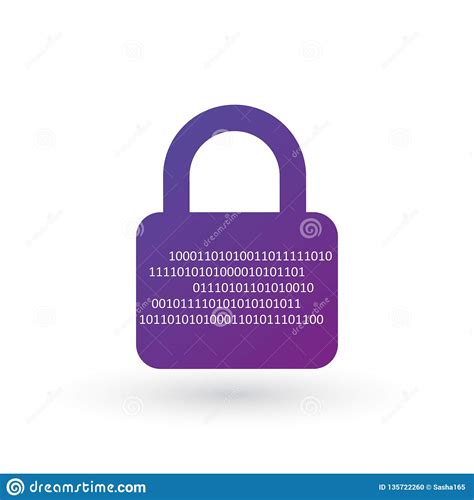 Cyber Security Concept Closed Padlock With Binary Digital Code
