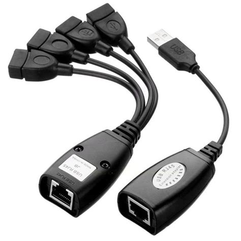 50m USB Extender Over Cat5e 6 4 Way USB HUB GeeWiz