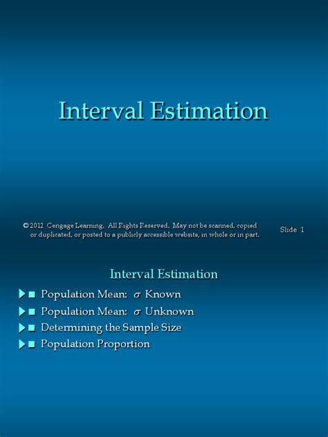 Lecture Interval Estimation Pdf Sample Size Determination Confidence Interval