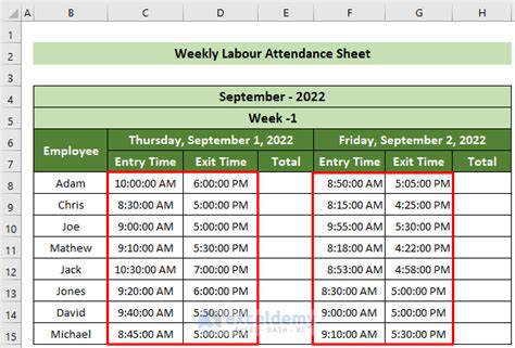 Labour Attendance Sheet Format In Excel Create With Easy Steps