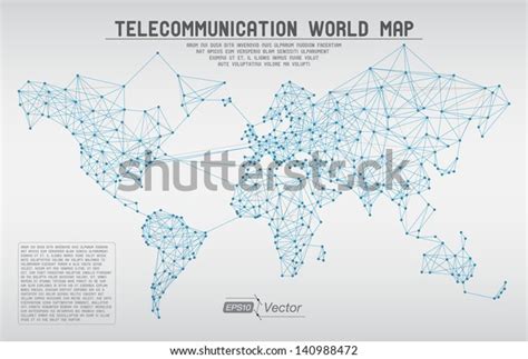 Abstract Telecommunication World Map Circles Lines Stock Vector Royalty Free 140988472