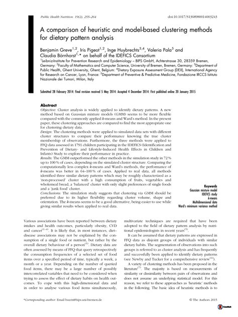 Pdf A Comparison Of Heuristic And Model Based Clustering Methods For