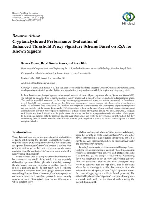Pdf Cryptanalysis And Performance Evaluation Of Enhanced Threshold