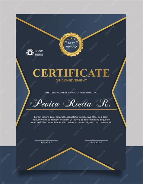 Premium Psd Modern Portrait Certificate Template