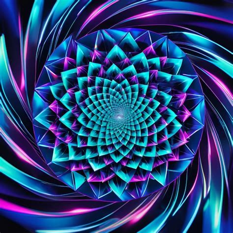 Premium Photo A Swirling Vortex Of Geometric Shapes In Holographic