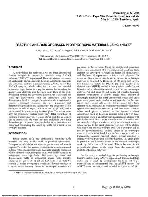 Fracture Analysis Of Cracks In Orthotropic Materials Using Ansys Pdf