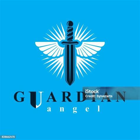 검 새 날개 구성의 그래픽 일러스트 벡터 전쟁과 자유 유 기호 수호 천사 벡터 추상 상징 대천사에 대한 스톡 벡터 아트 및 기타