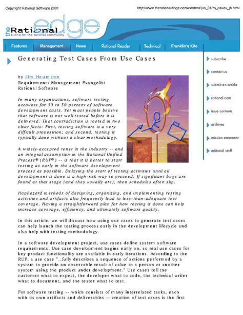 Generating Test Cases From Use Cases Yet Most People Believe That