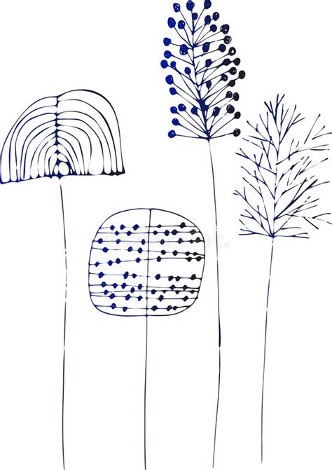 Abstract Trees Sketch Collection Cartoon Vector Illustration Stock