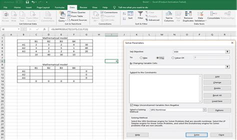 dialog box solver parameters download scientific diagram