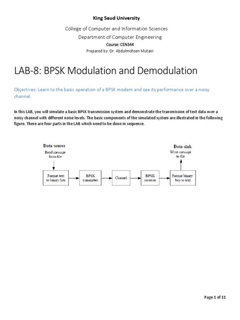 lab 8 bpsk modulation and demodulation pdf modulation signal to