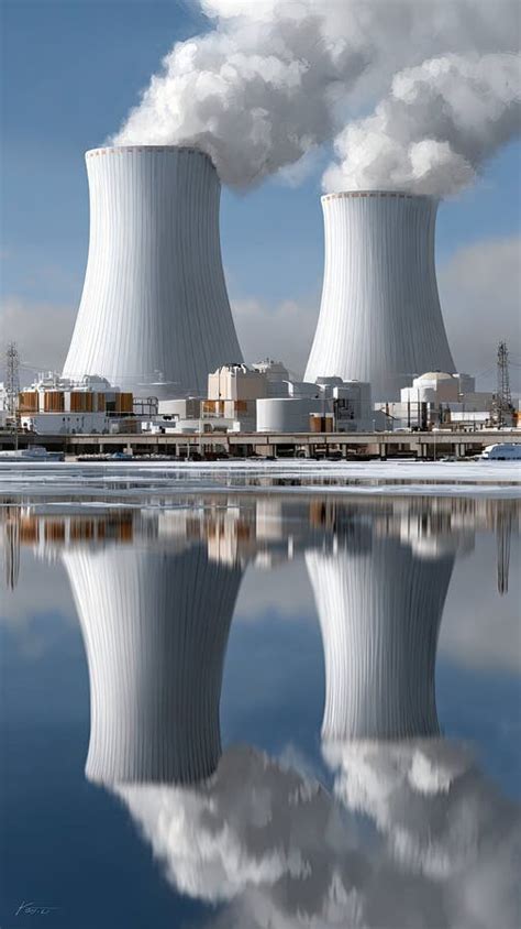 Power Generation At A Nuclear Facility Is Highlighted As Emissions Rise Under A Dark Sky