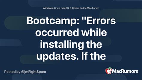 bootcamp errors occurred while installing the updates if the problem