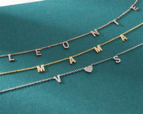Pave Cz Initial Necklace Name Necklace Personalized Jewelry Etsy