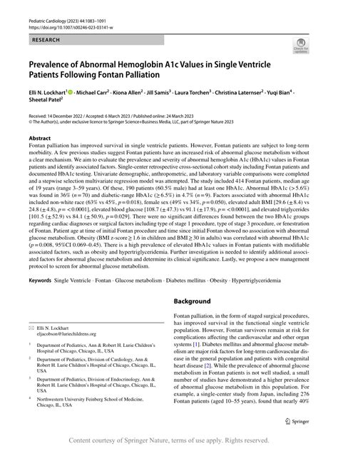 Prevalence Of Abnormal Hemoglobin A1c Values In Single Ventricle